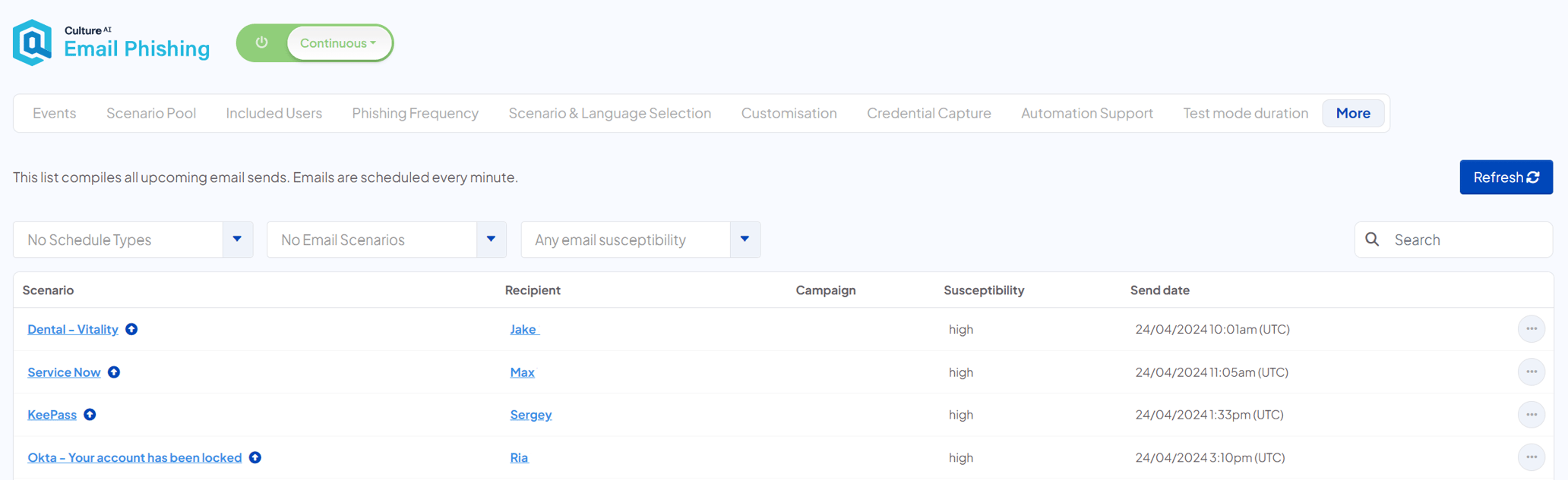 Send a test Phishing email