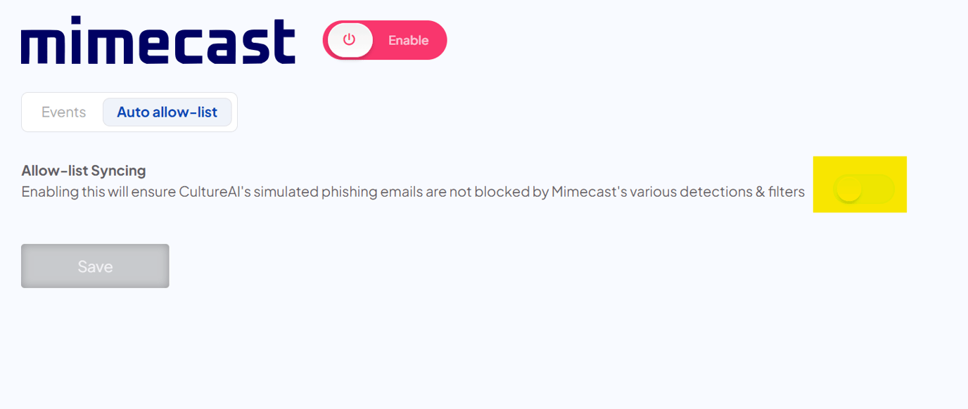 Allow List in Mimecast
