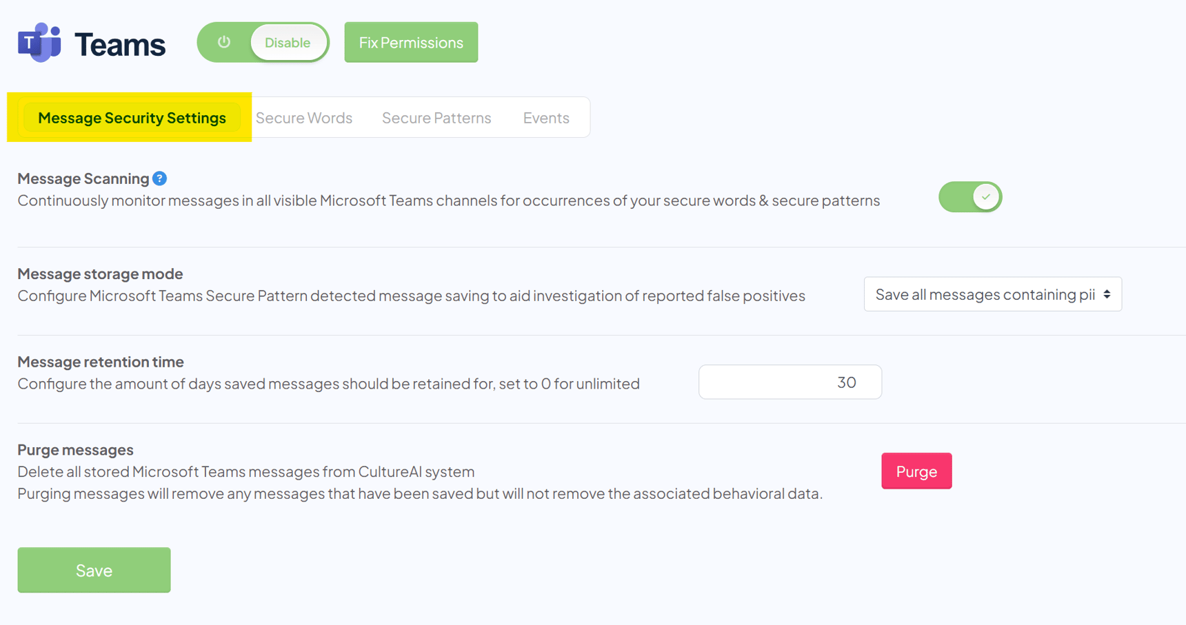 Teams Configurations