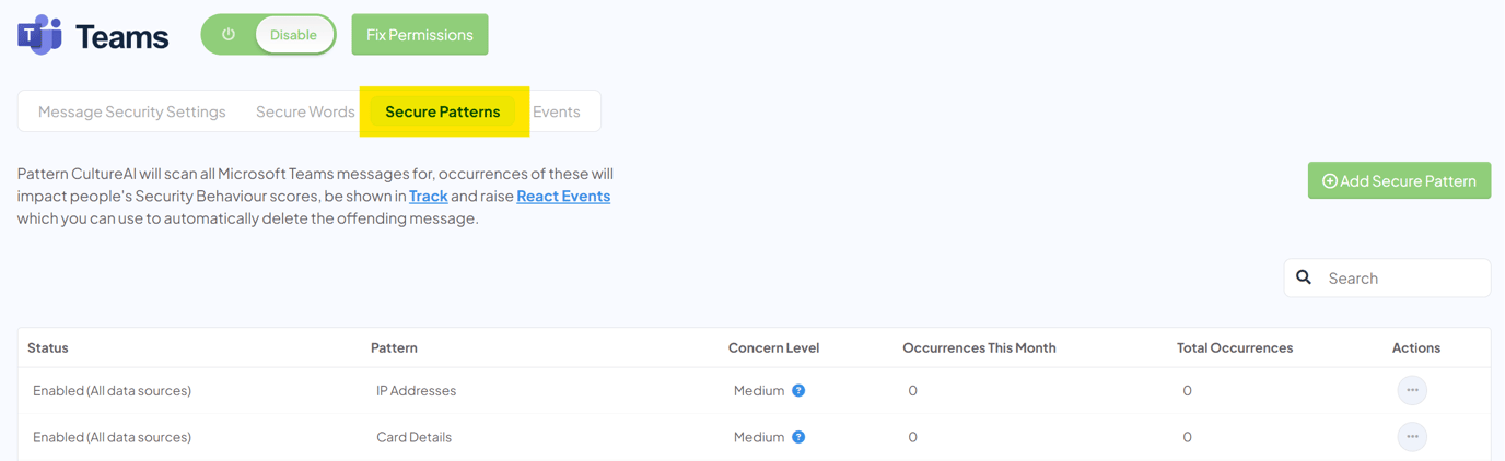 Teams Configurations
