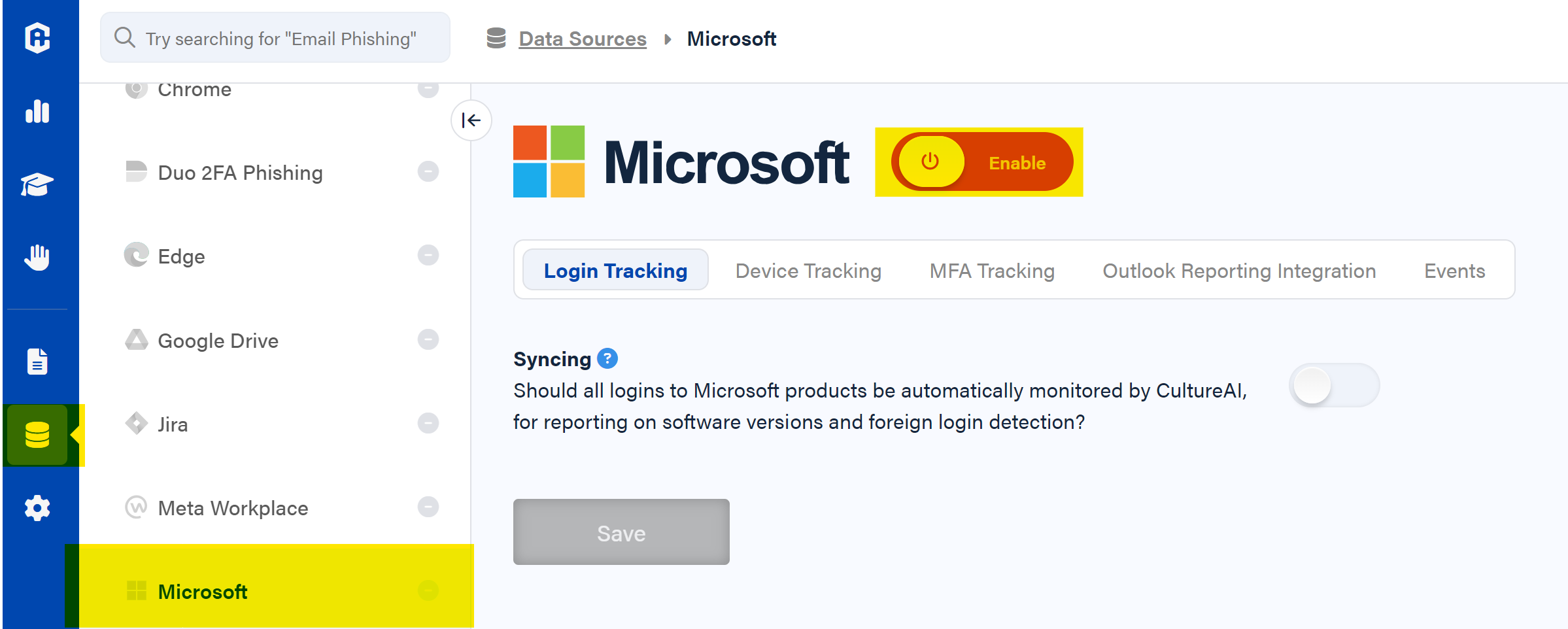 Enabling the Microsoft integration