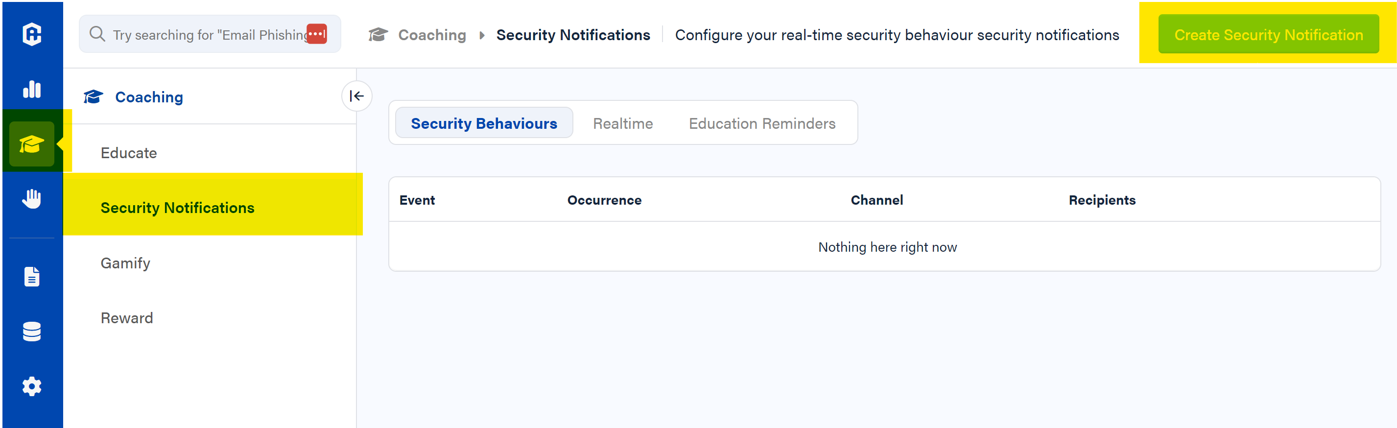 Security Behaviour Notifications